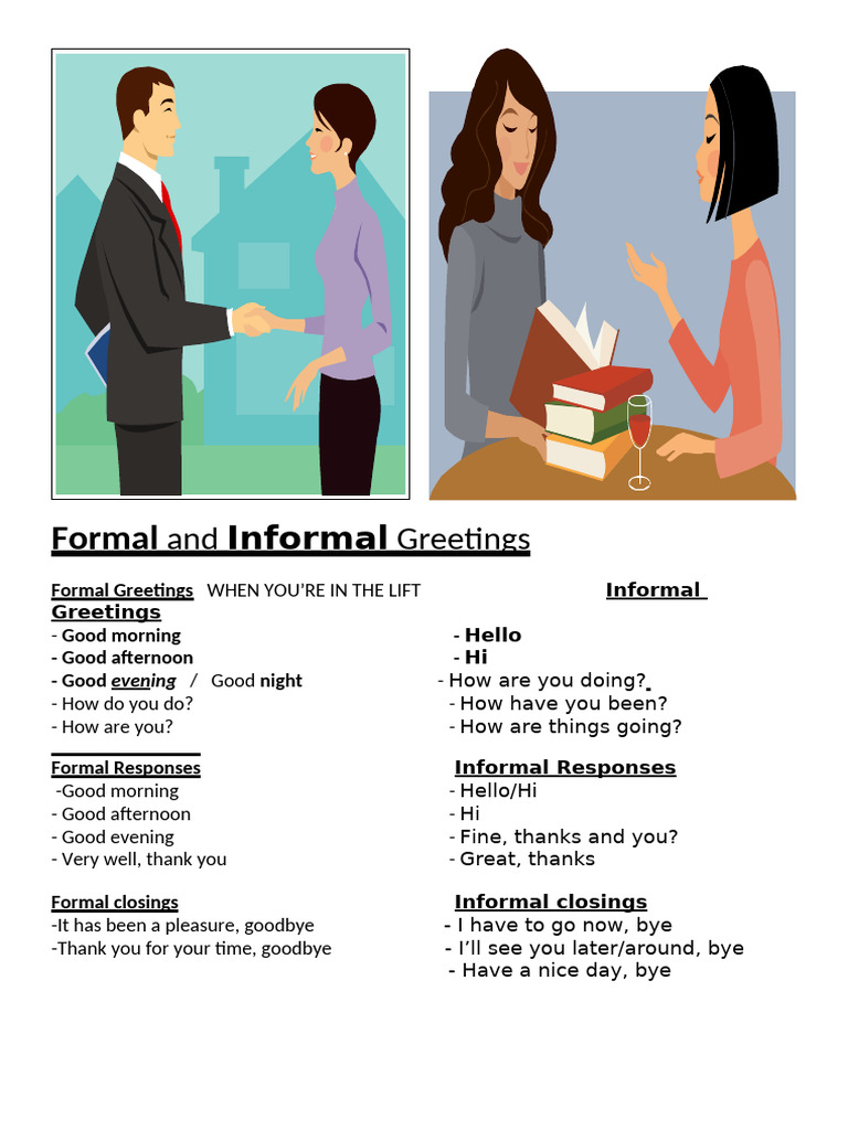 Formal and Informal Greetings Guide | PDF