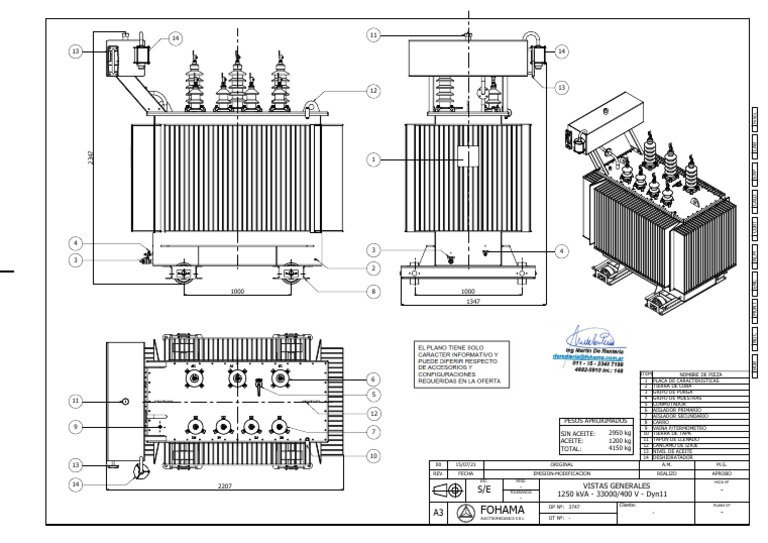 2.5 FOHAMA PVG 1250 kVA - 33 - 0,4 KV | PDF