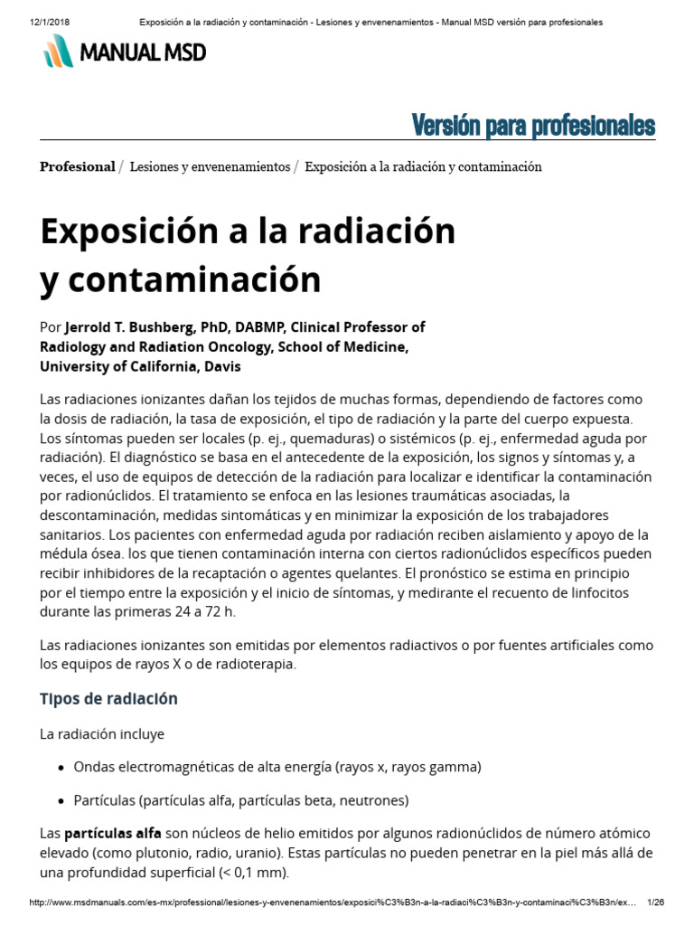 Exposición A La Radiación y Contaminación - Lesiones y Envenenamientos ...