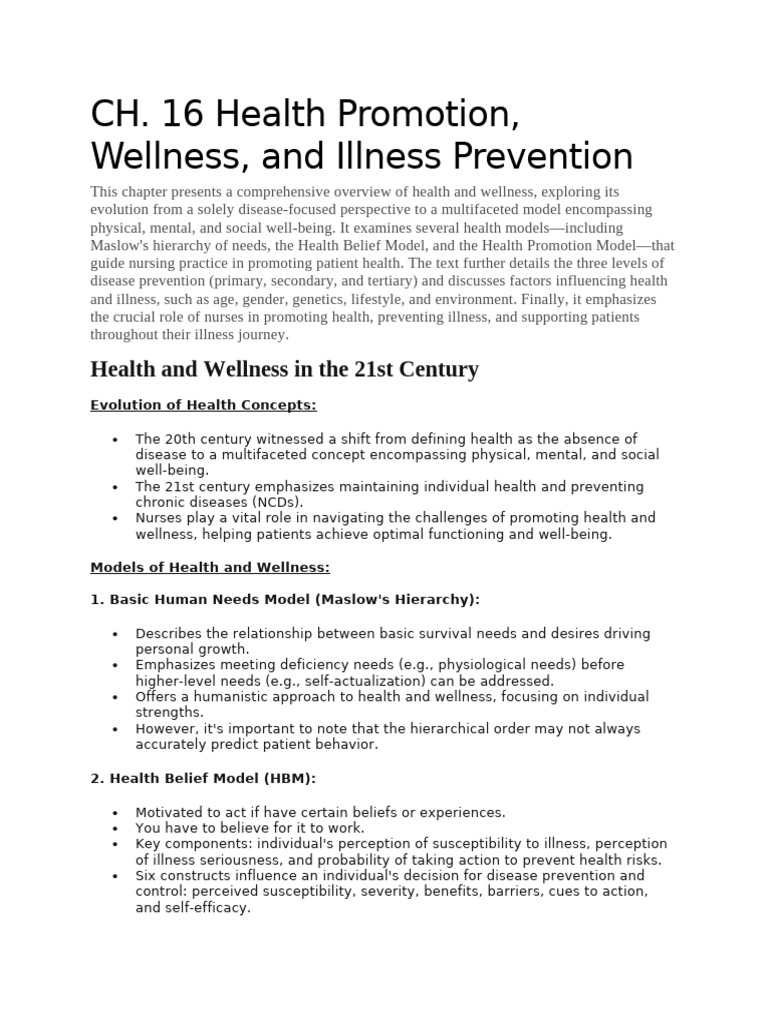 Health Promotion and Wellness Models | PDF | Preventive Healthcare ...