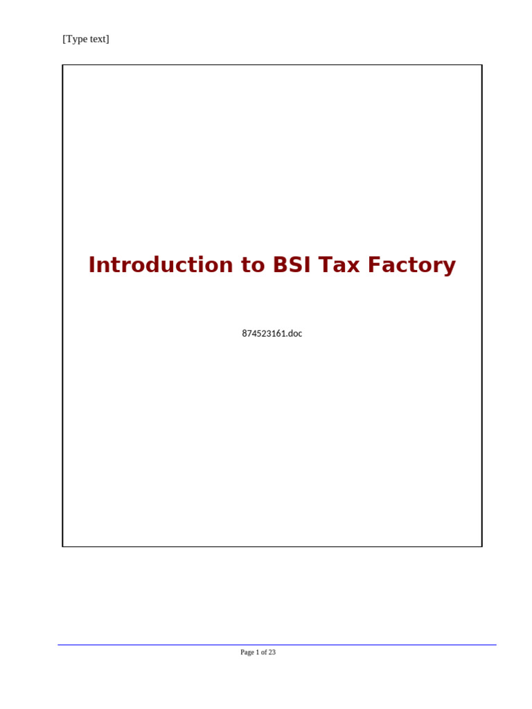 Overview of BSI TaxFactory Integration | PDF | Payroll | Taxes