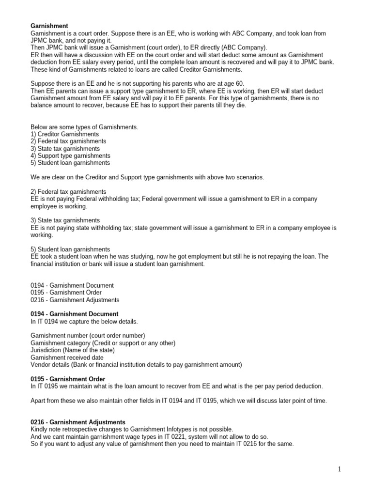 Understanding Garnishment Types and Processes | PDF | Garnishment | Payroll