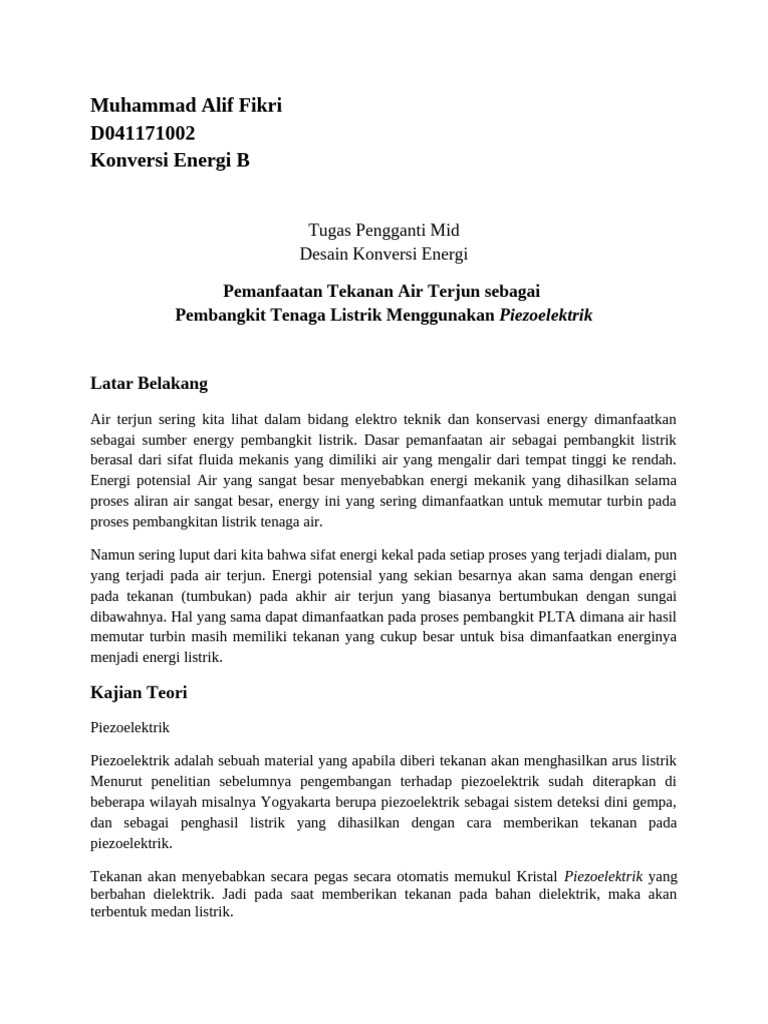 D041171002_Muhammad Alif Fikri_Konversi Energi_Tugas Pengganti Mid | PDF
