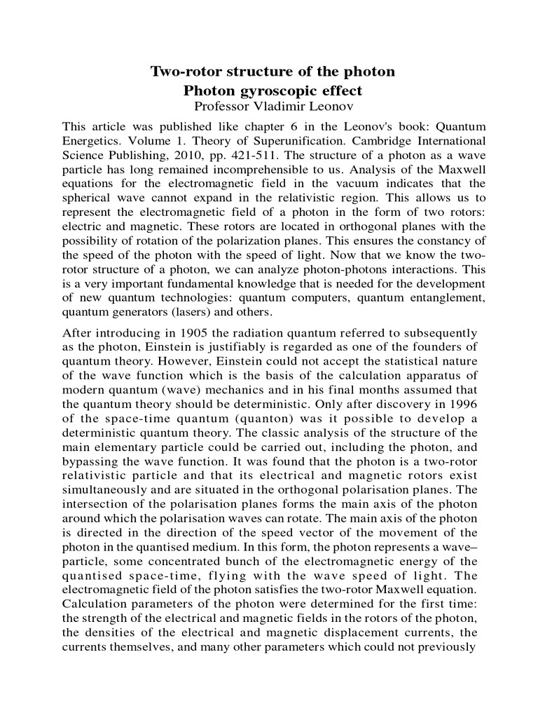 Two Rotor Structure of The Photon Photon | PDF | Photon ...