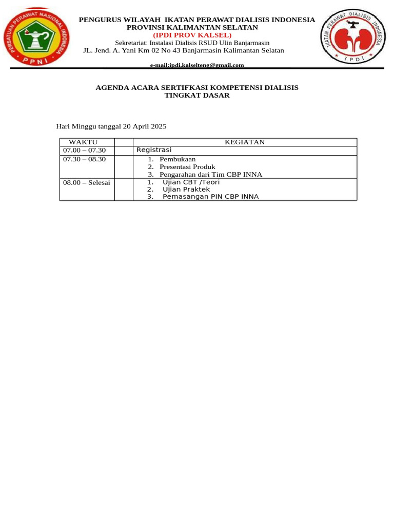 Rundown Acara Resertifikasi CBP Inna | PDF