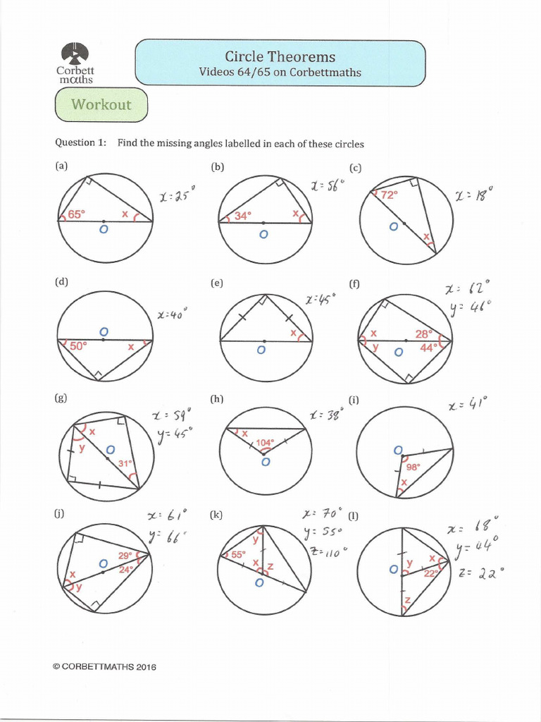 Circle Theorems Answers | PDF