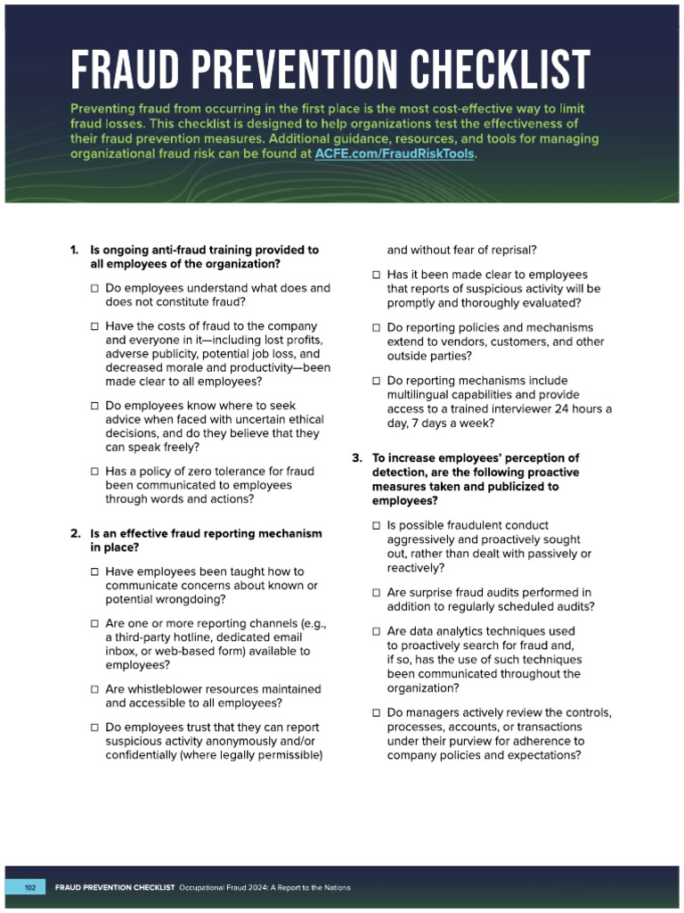 Fraud Prevention Checklist | PDF