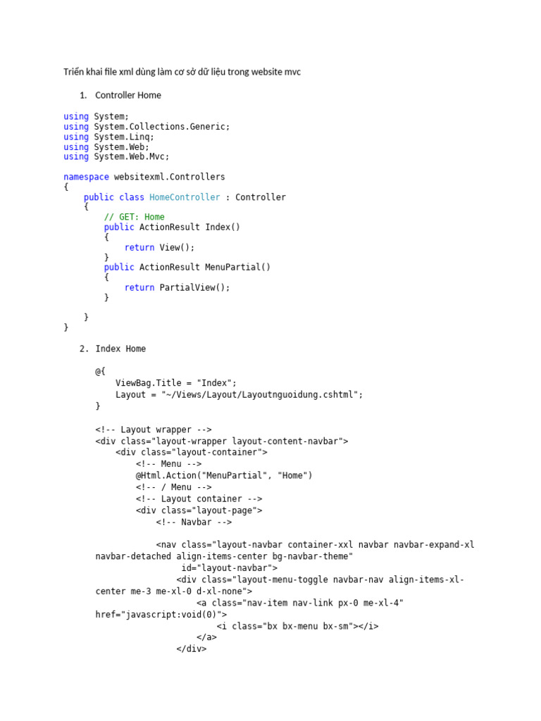 Triển khai file xml dùng làm cơ sở dữ liệu trong website mvc | PDF | Financial Technology ...