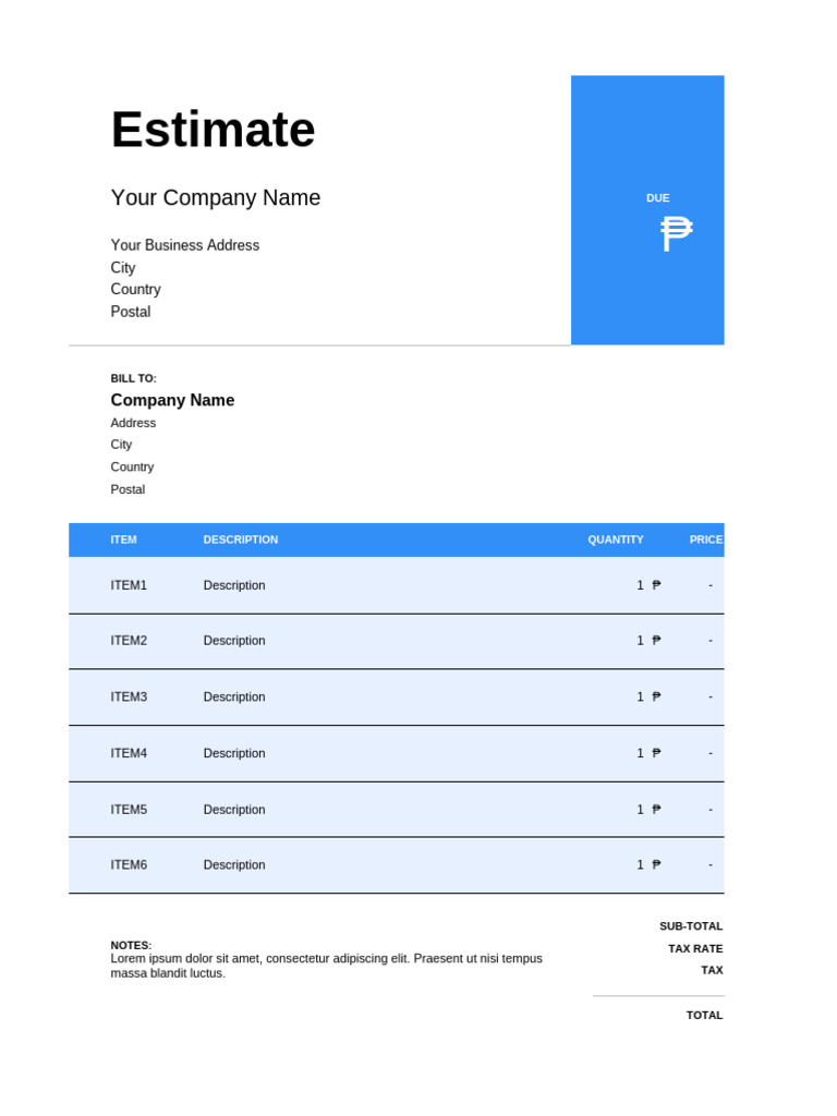 Emergency Services Estimate Template | PDF
