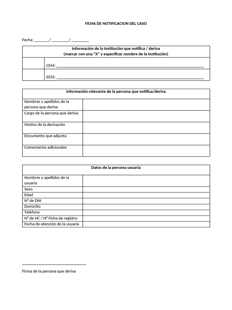 Ficha de Notificación de Caso Médico | PDF