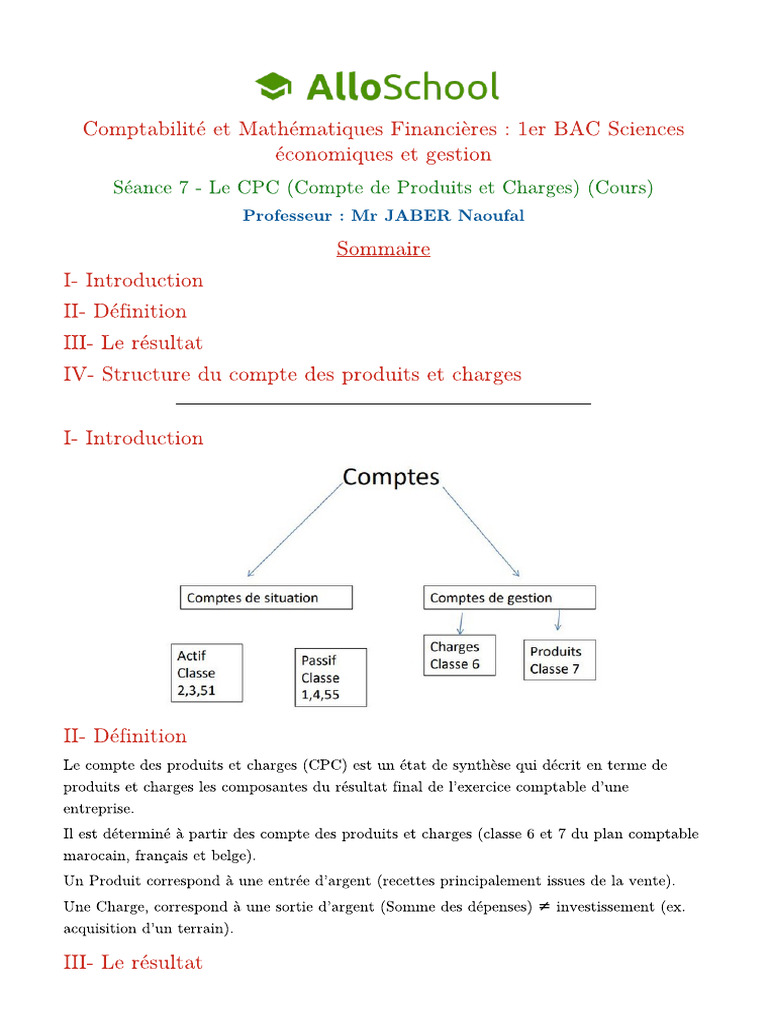 seance-7-le-cpc-compte-de-produits-et-charges-cours | PDF