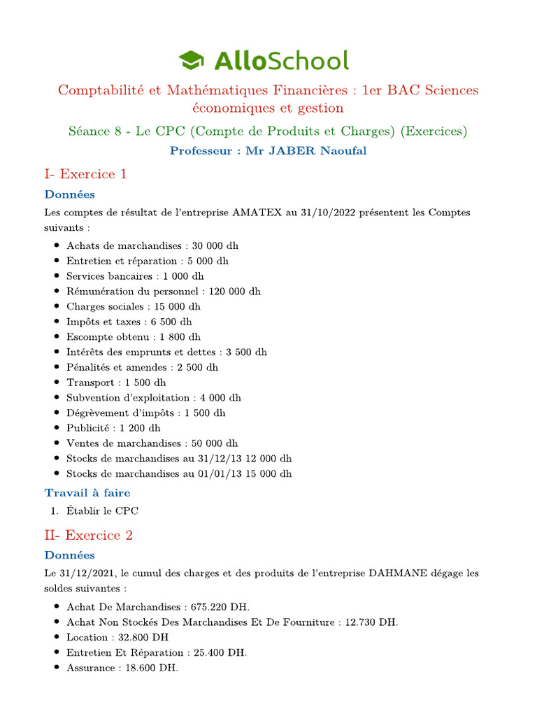 seance-8-le-cpc-compte-de-produits-et-charges-exercices | PDF
