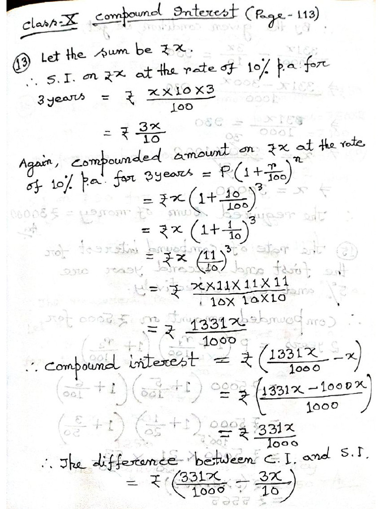 Class - X Compound Interest - 2 | PDF