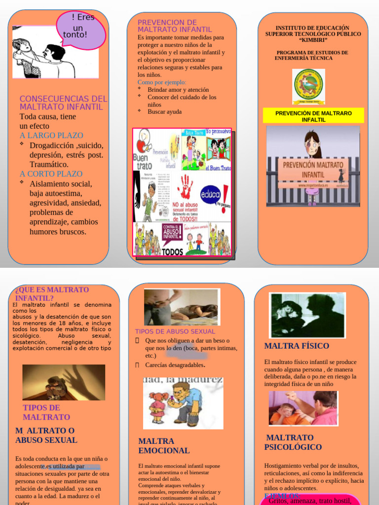 Triptico de Prevencion de Maltrato Infantil | PDF | Abuso infantil | Salud mental