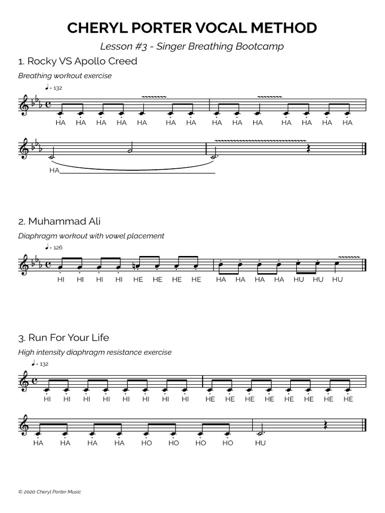 L03 Singer Breathing Bootcamp - Cheryl Porter Vocal Method | PDF