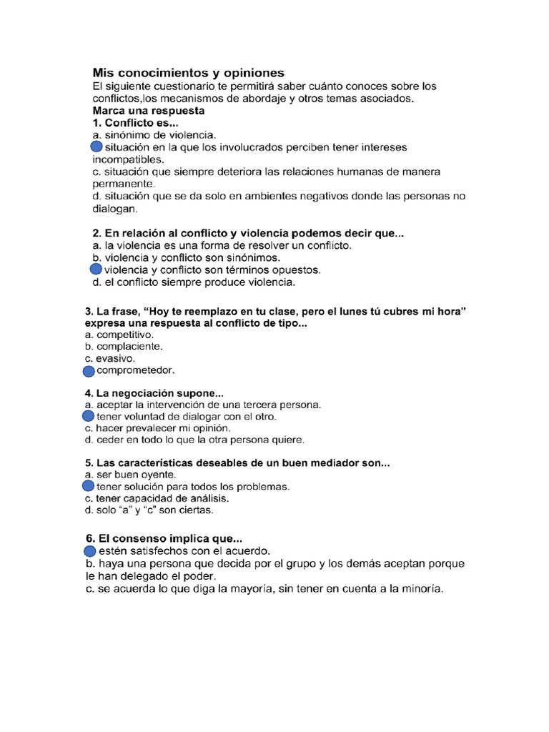 Test de Manejo de Conflictos | PDF