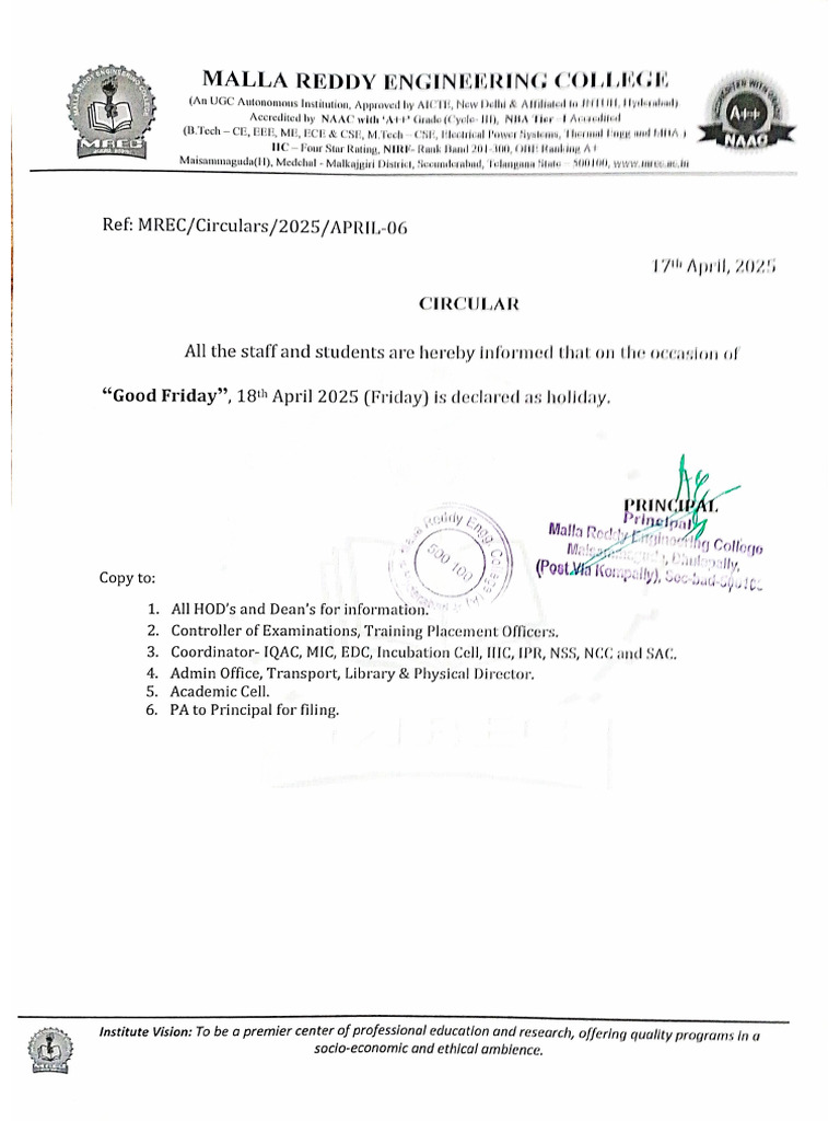 Holiday Circular 2 | PDF