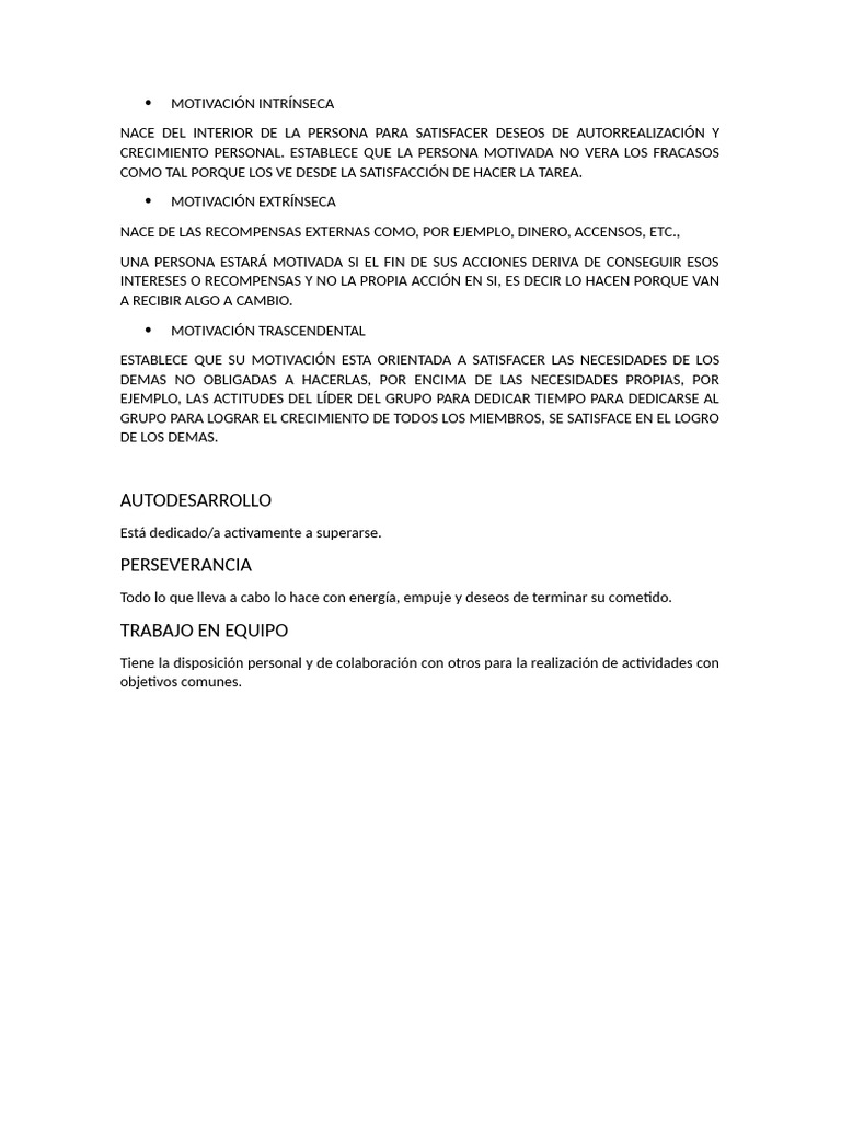 Motivación Intrínseca, Extrinseca y Trascendental | PDF