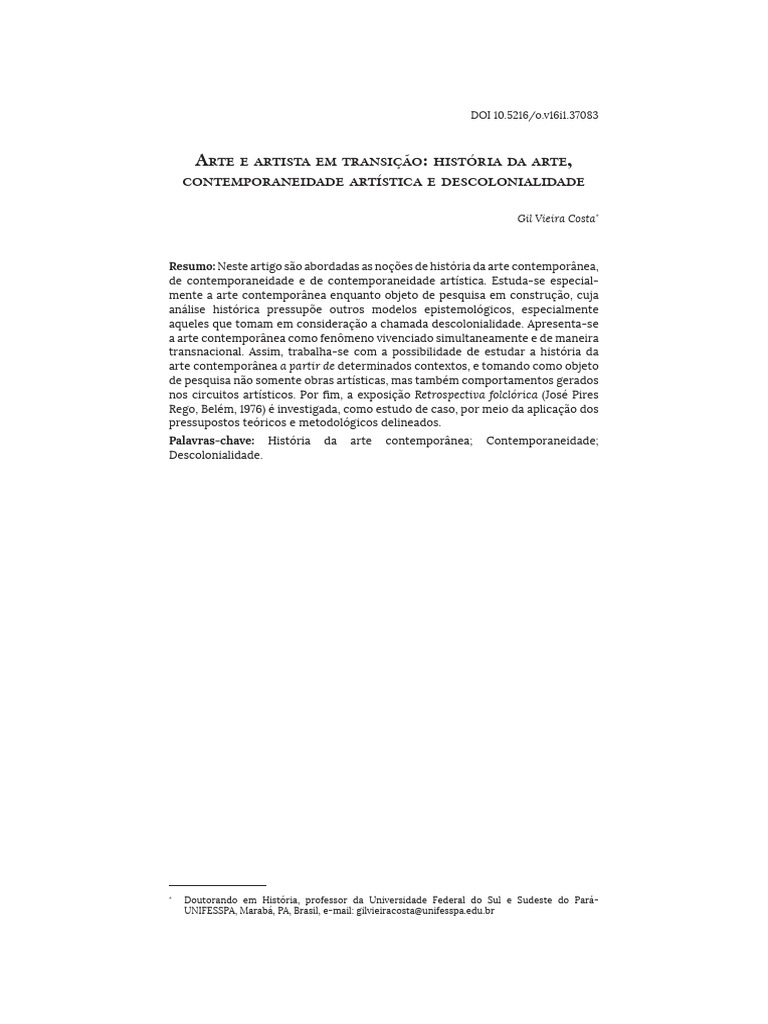 Arte Contemporânea e Descolonialidade | PDF | Tempo | Arte abstrata