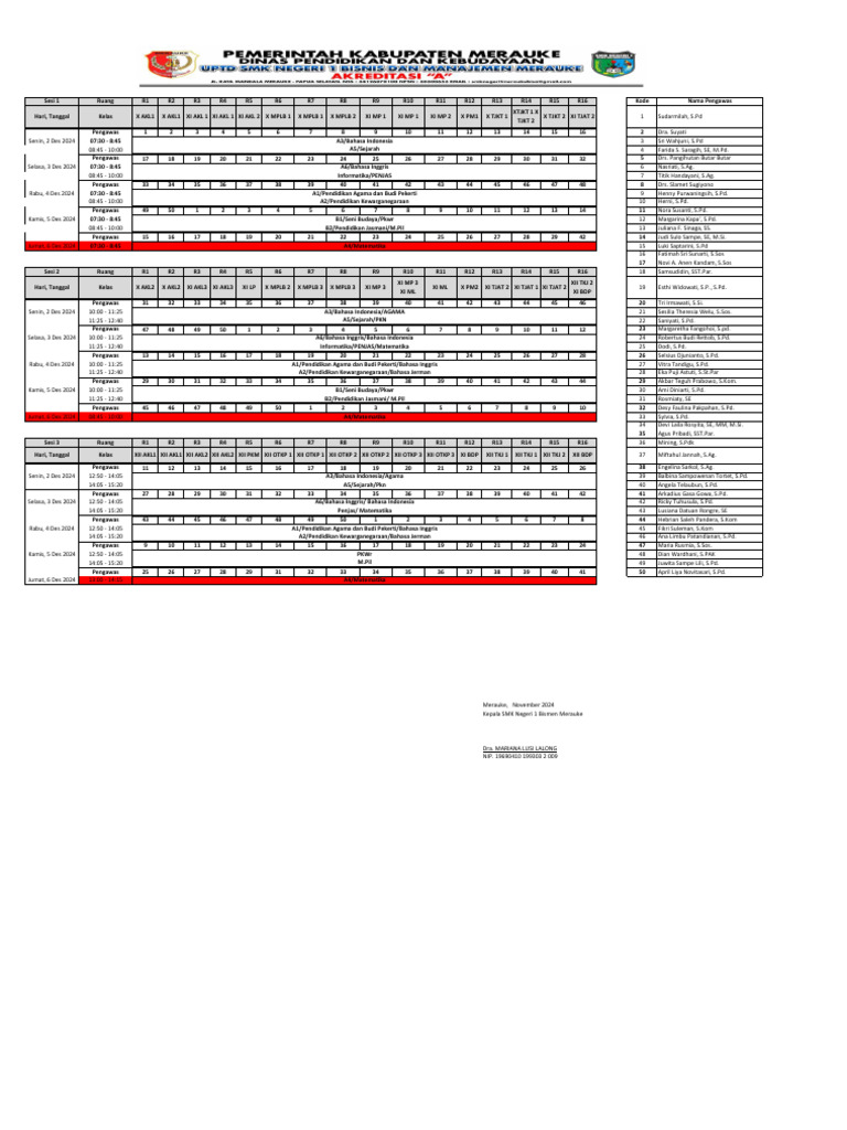 Jadwal Ujian Semester Ganjil 2024-2025 | PDF