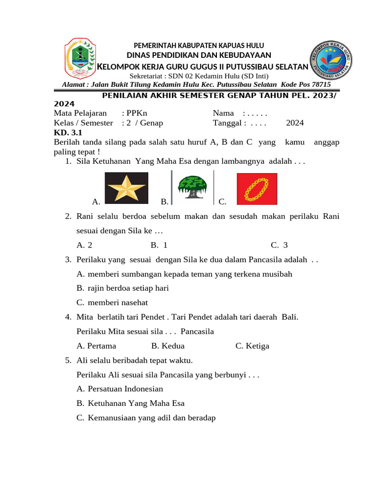 Soal PAS PKn Kelas 2 | PDF