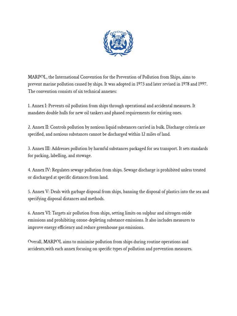 Overview of MARPOL Convention | PDF