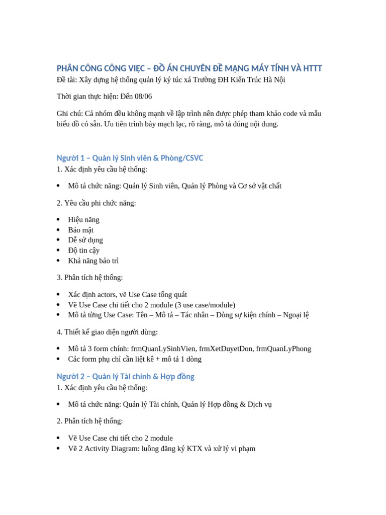 Phan_cong_do_an_HTTT_KTX | PDF