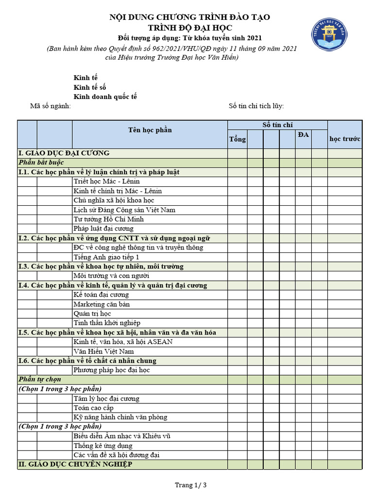 CTDT - KinhTe 2021 | PDF