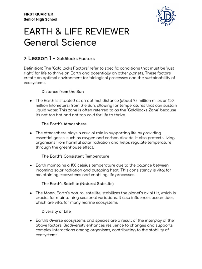 Earth Science: Goldilocks Factors & Minerals | PDF | Magma | Rock (Geology)
