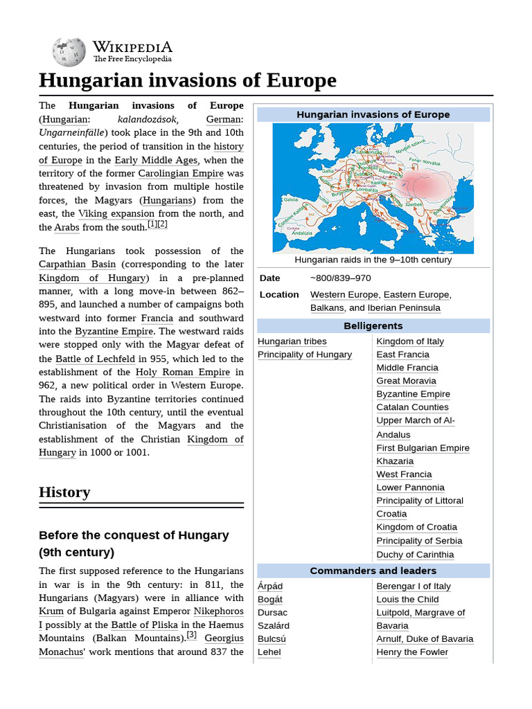 Hungarian Invasions of Europe (9th-10th Century) | PDF | Hungary