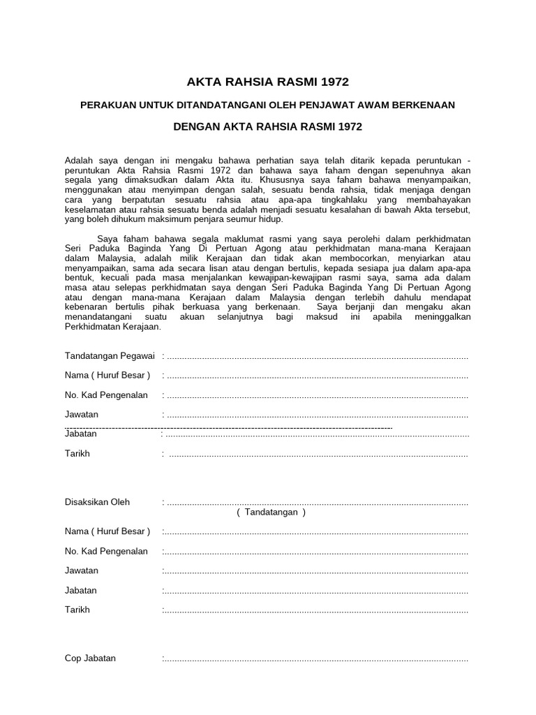 Akta Rahsia Rasmi | PDF