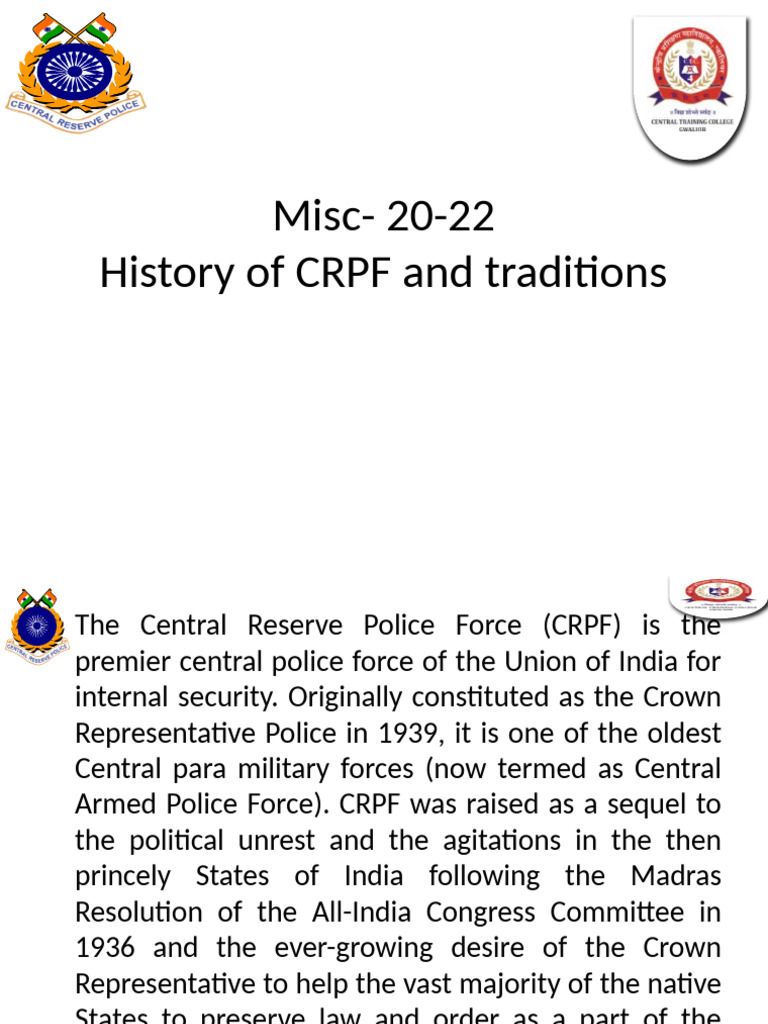 History and Structure of CRPF | PDF | National Security | Law Enforcement