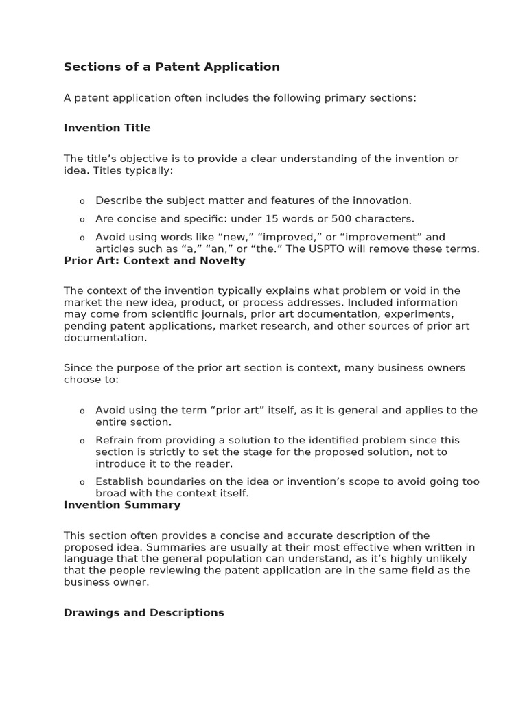 Summary of Patent Writing | PDF | Prior Art | Patent
