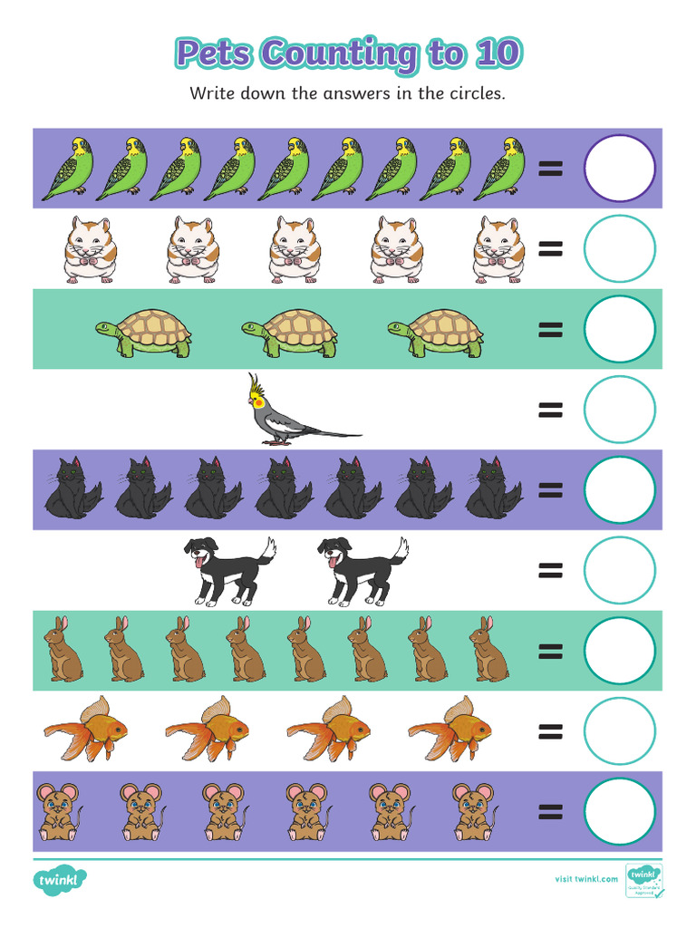 T N 516 Pets Counting Sheet 110 Ver 6 | PDF