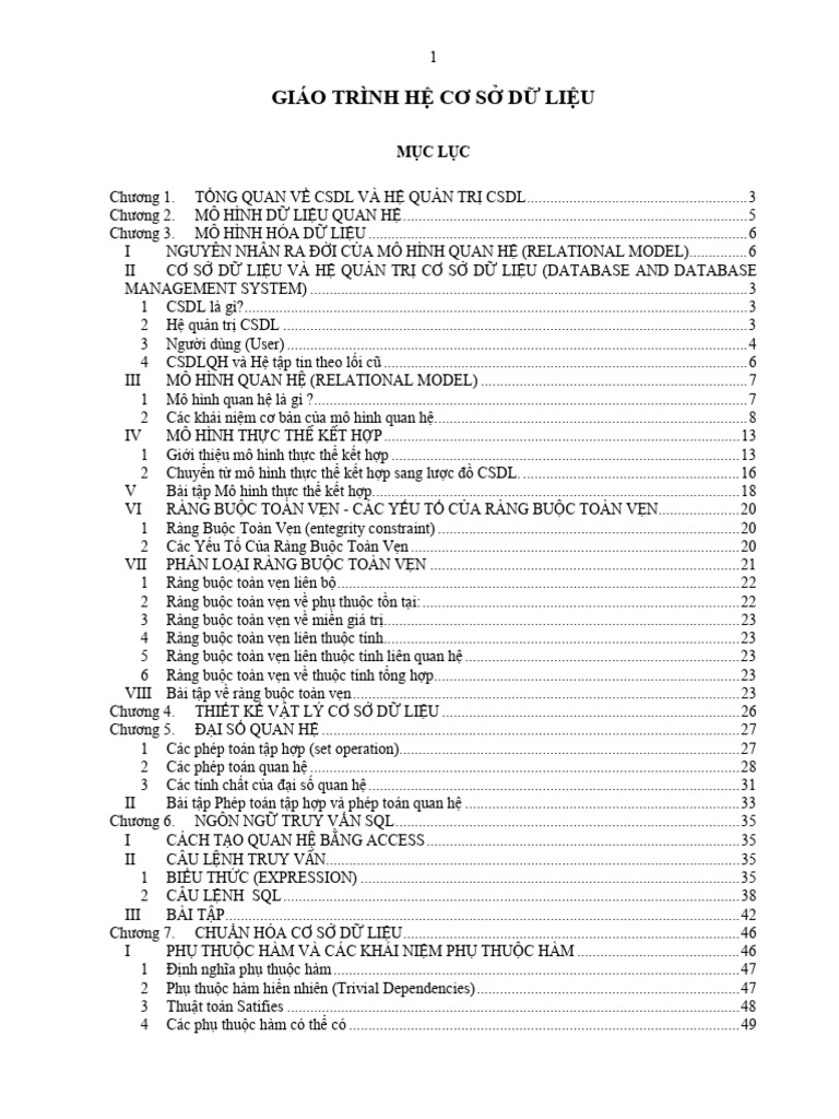 Giáo Trình CSDL - Unicode 2022 | PDF