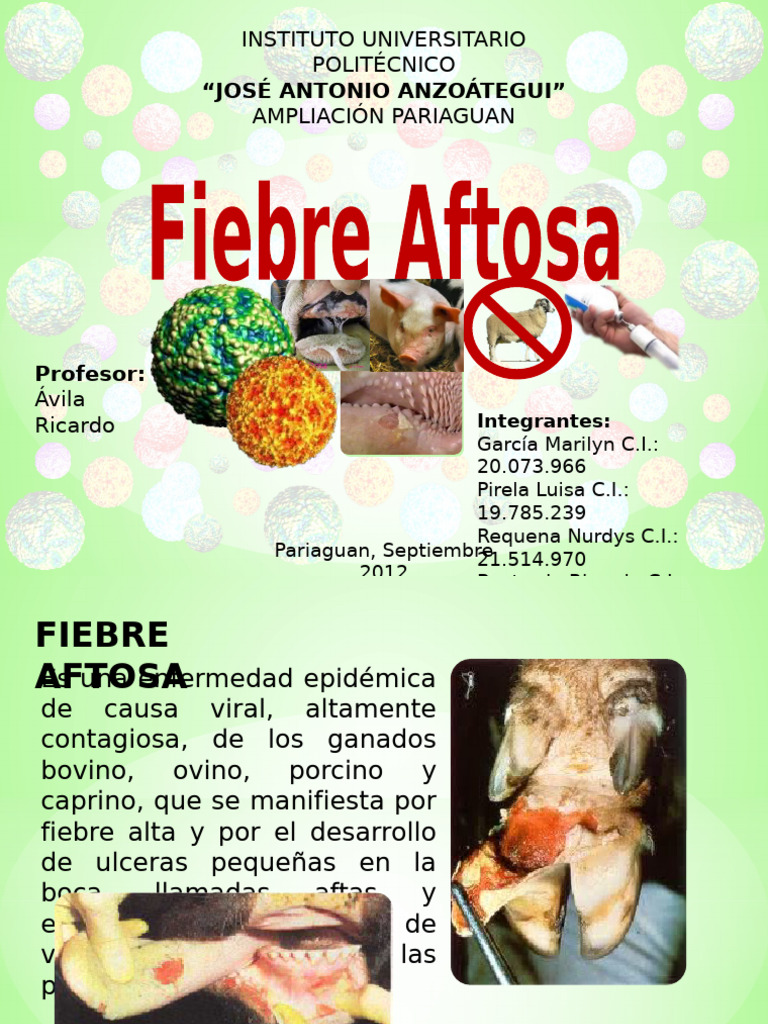 Fiebre Aftosa: Etiología y Control | PDF | Especialidades Medicas ...