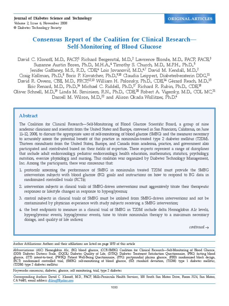 Consensus Report of The Coalition For Clinical Research - Self ...