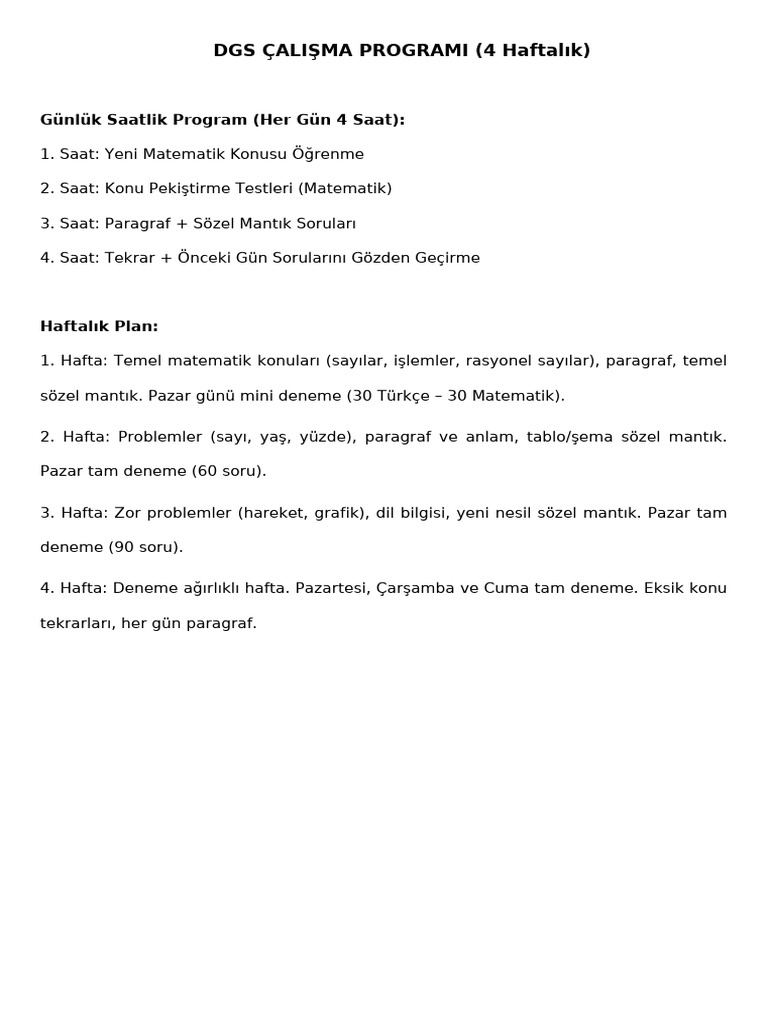 DGS Calisma Programi | PDF