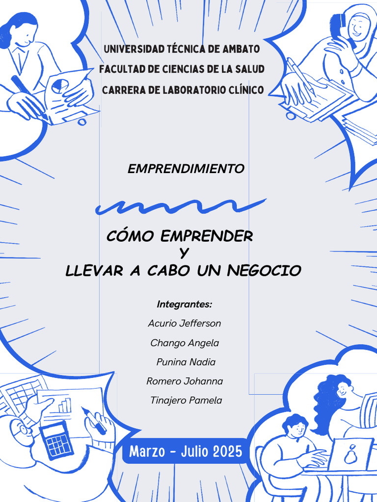 Documento A4 Portada de Proyecto Carátula Ilustrada Doodle A Mano Azul ...