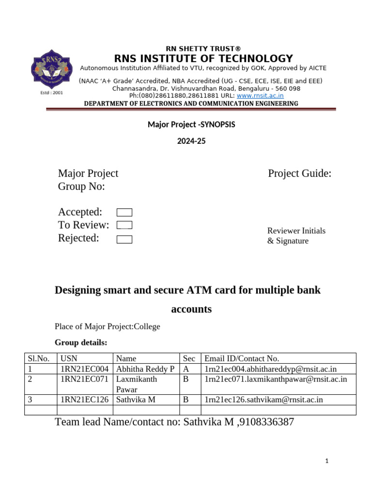 Synopsis Majorproject Atm | PDF | Computer Security | Security