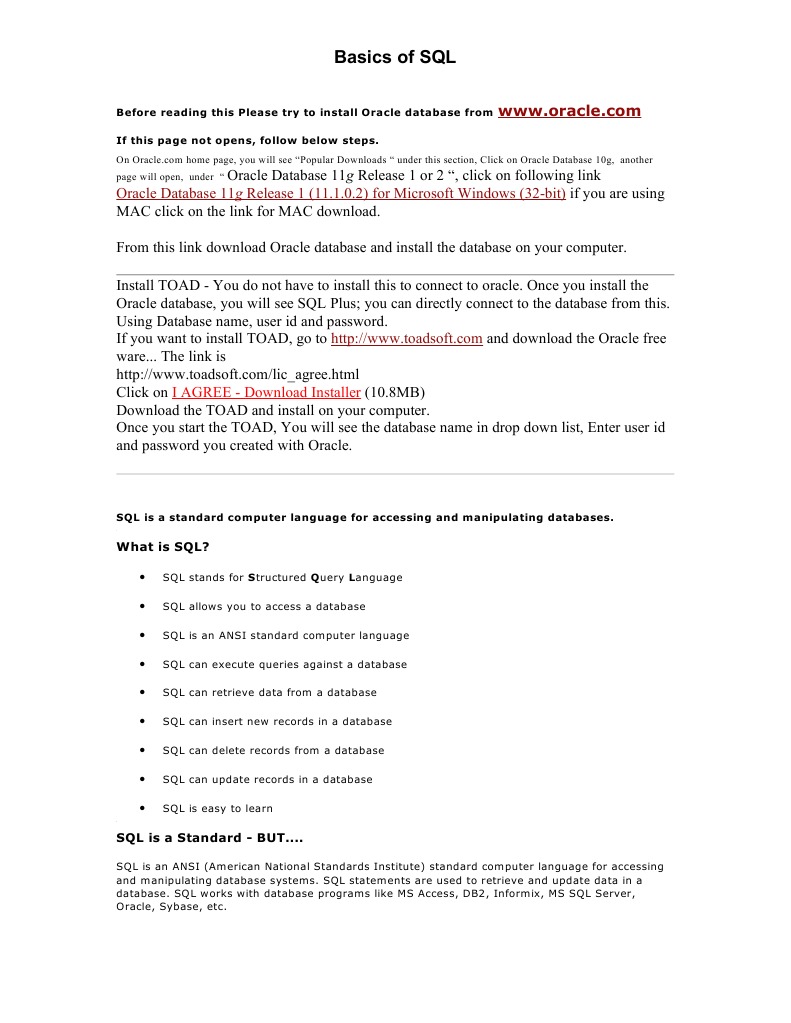 SQL Basics | Download Free PDF | Database Index | Sql SQL Basics | Download Free PDF | Database Index | Sql