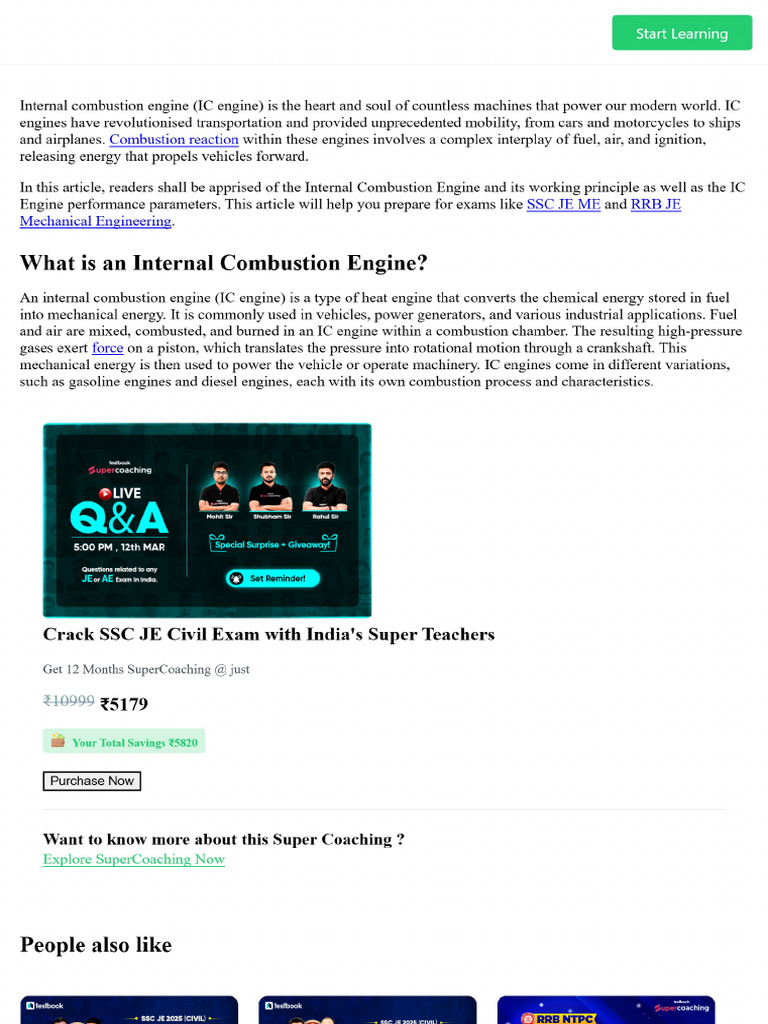 IC Engine-Parts, Working, Classification, Performance Parameters | PDF
