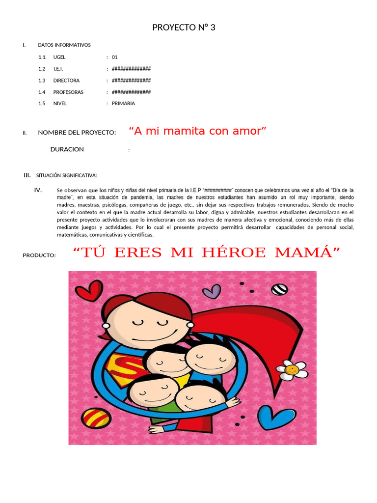 1 Proyecto Día de La Madre | PDF | Aprendizaje