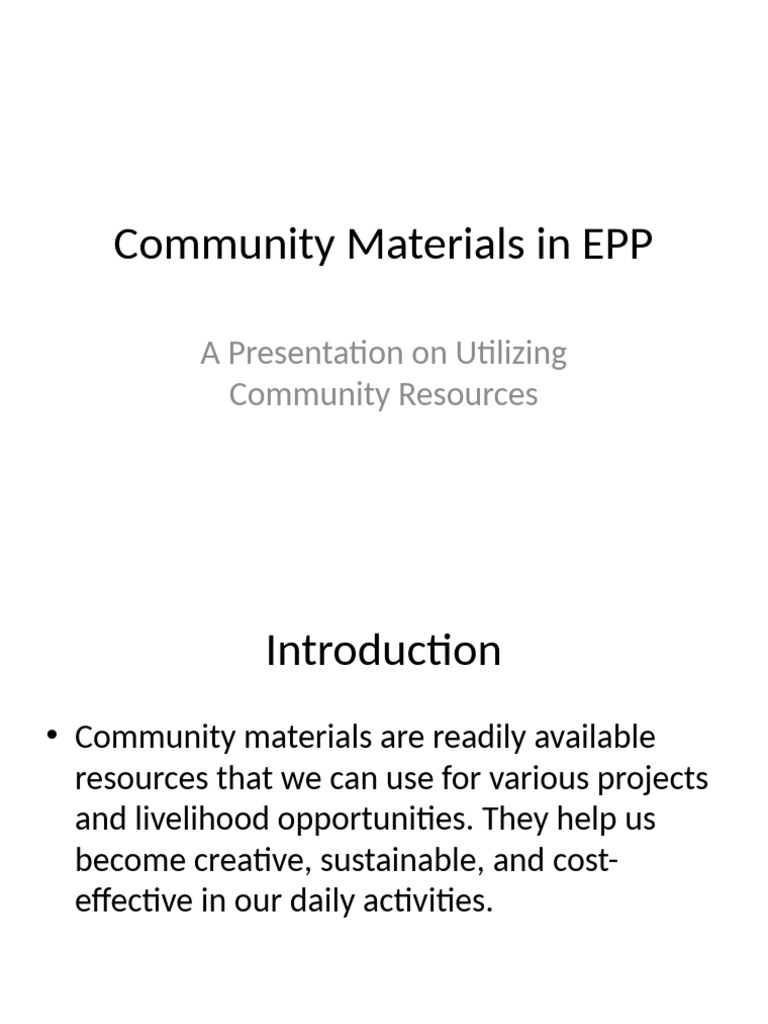 Utilizing Community Materials for Sustainability | PDF