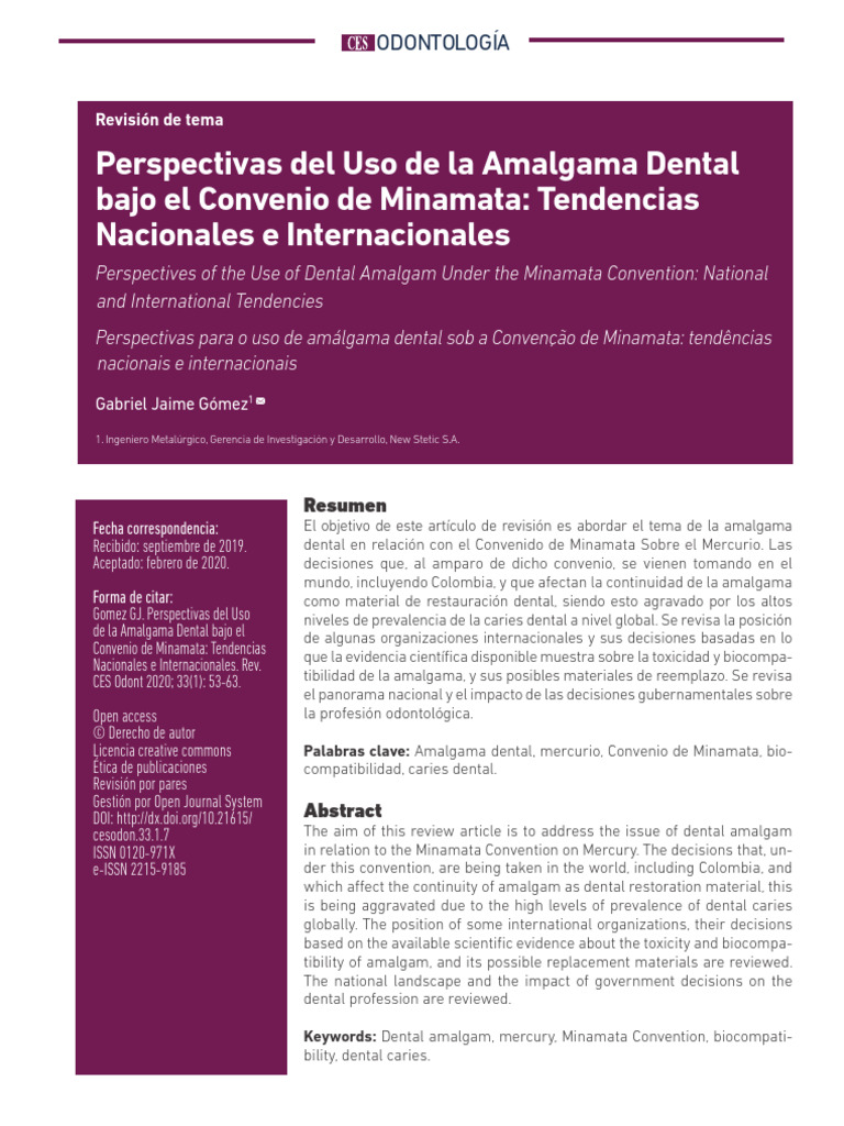 Perspectivas Del Uso de La Amalgama | PDF | Mercurio (Elemento ...