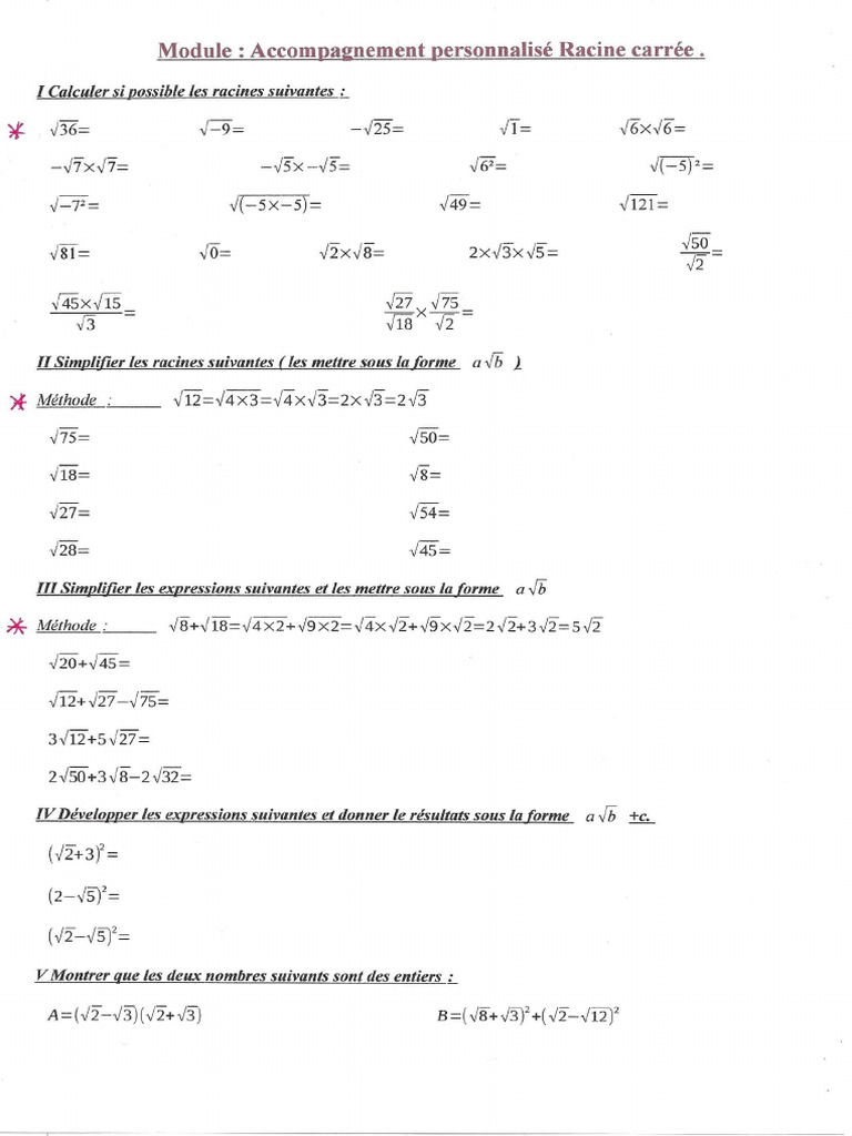 Revision Racine Carree | PDF
