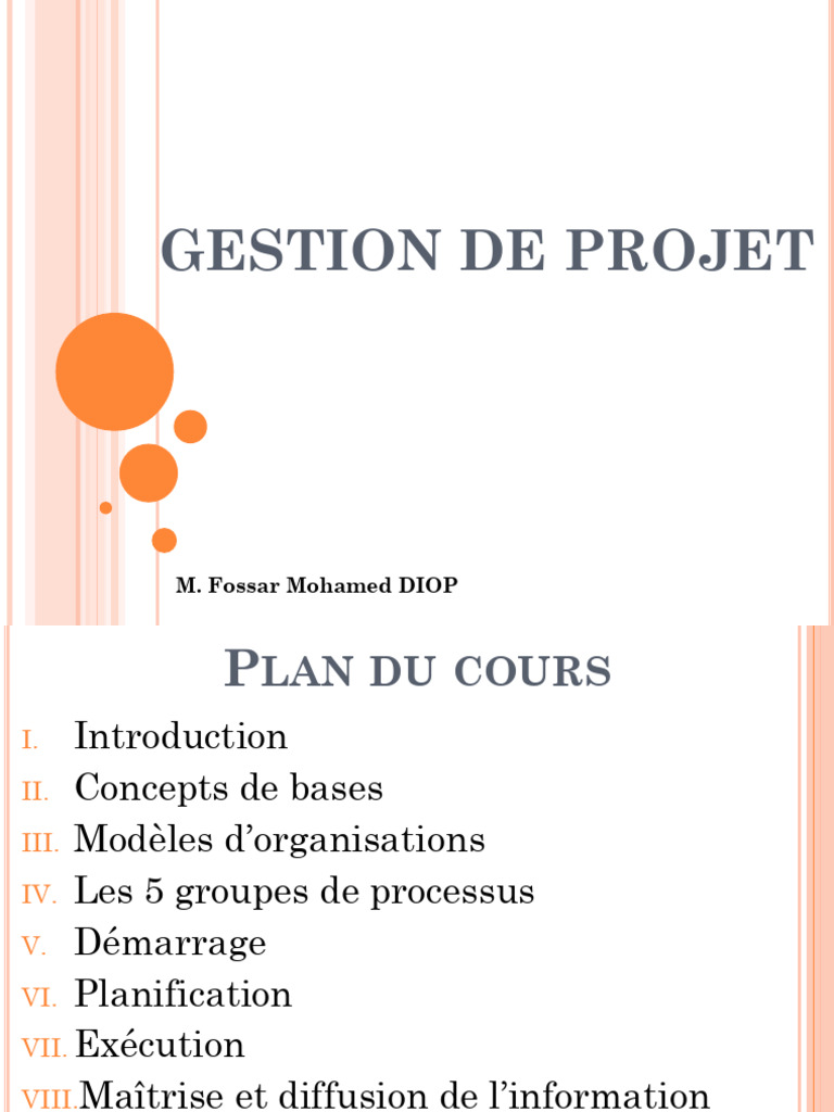 Introduction à la Gestion de Projet | PDF | Gestion de projet | Chef de ...