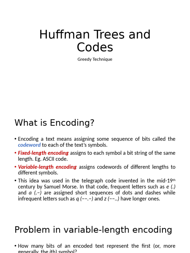 Huffman Trees and Codes-V1 | PDF | Code | Theoretical Computer Science