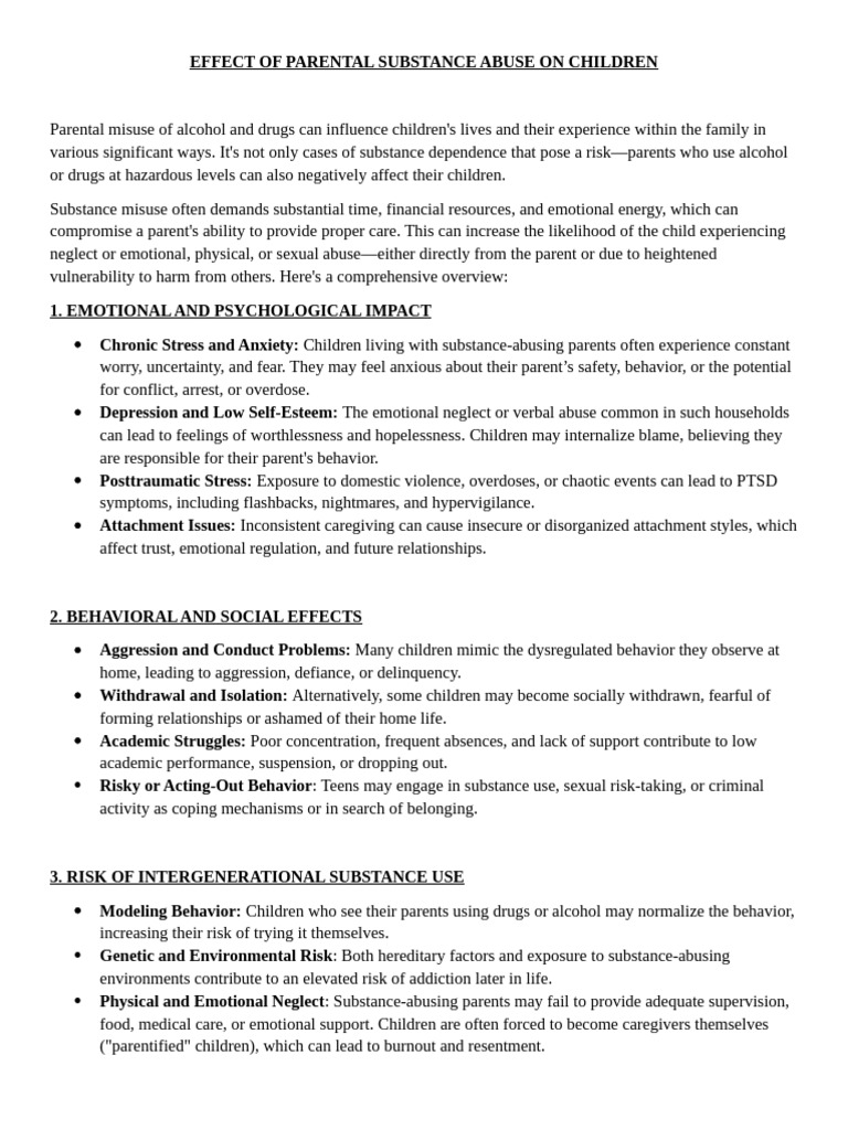 Impact of Parental Substance Abuse on Kids | PDF | Child Abuse ...