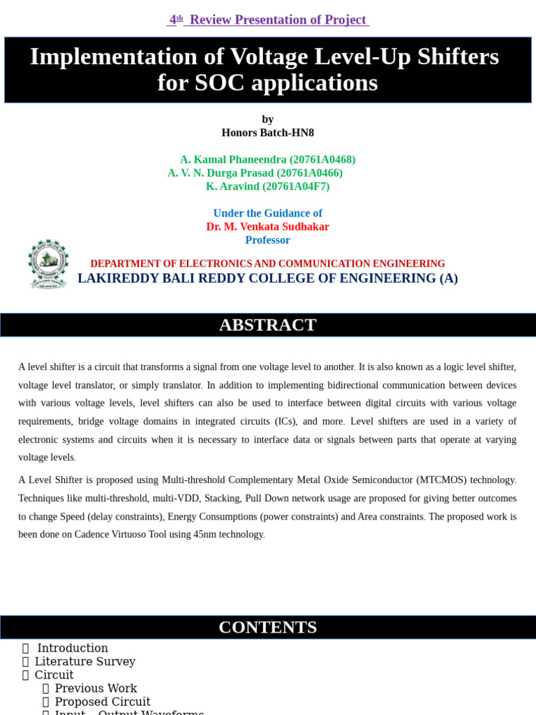 Honors Batch-HN8 Review Presenation-4 | PDF | Cmos | Electronic Circuits